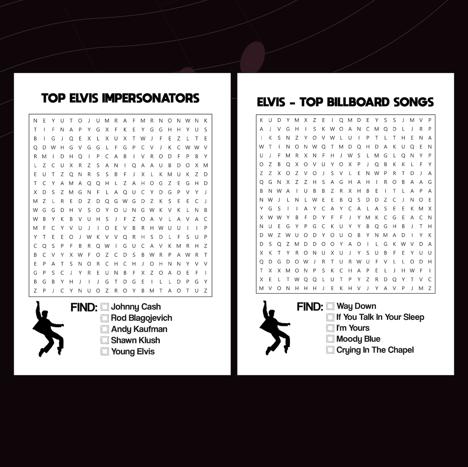 Elvis Presley Word Search & Coloring Books Digital | Printables | Word ...