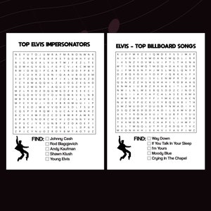 Elvis Presley Word Search & Coloring Books Digital | Printables | Word ...