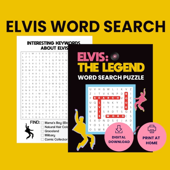 Elvis Presley Word Search & Coloring Books Digital | Etsy Canada