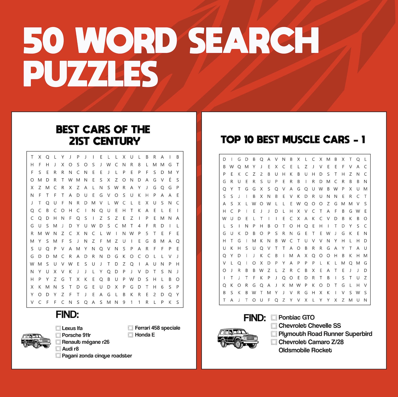 Car Word Search & Coloring Books Digital | Printables | Word Search ...