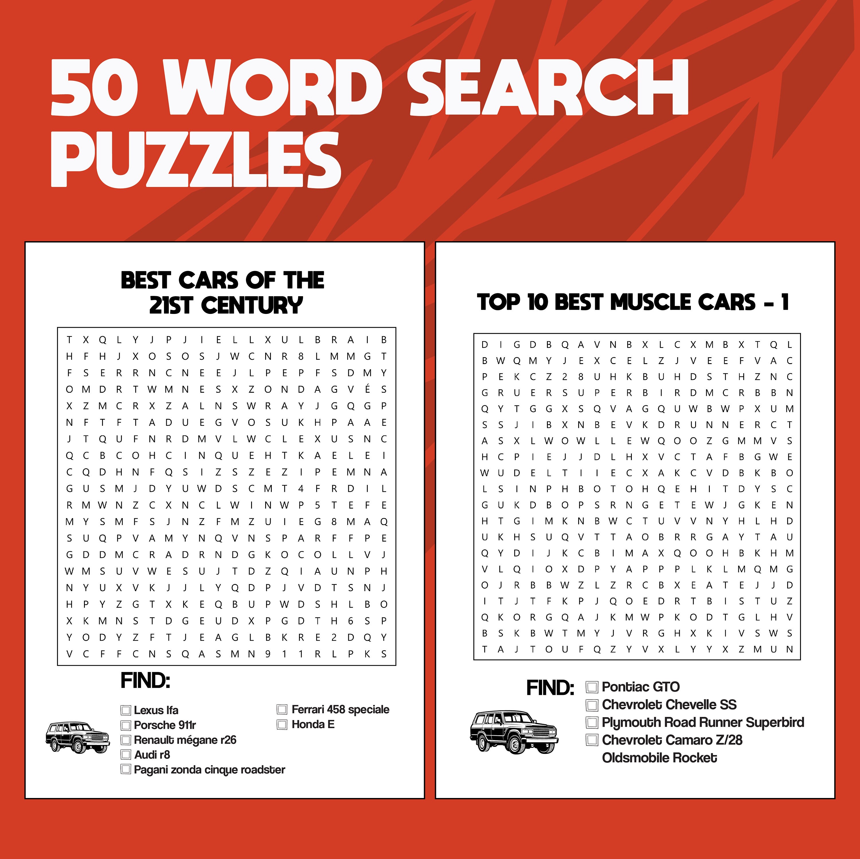 Car Word Search & Coloring Books Digital | Printables | Word Search ...