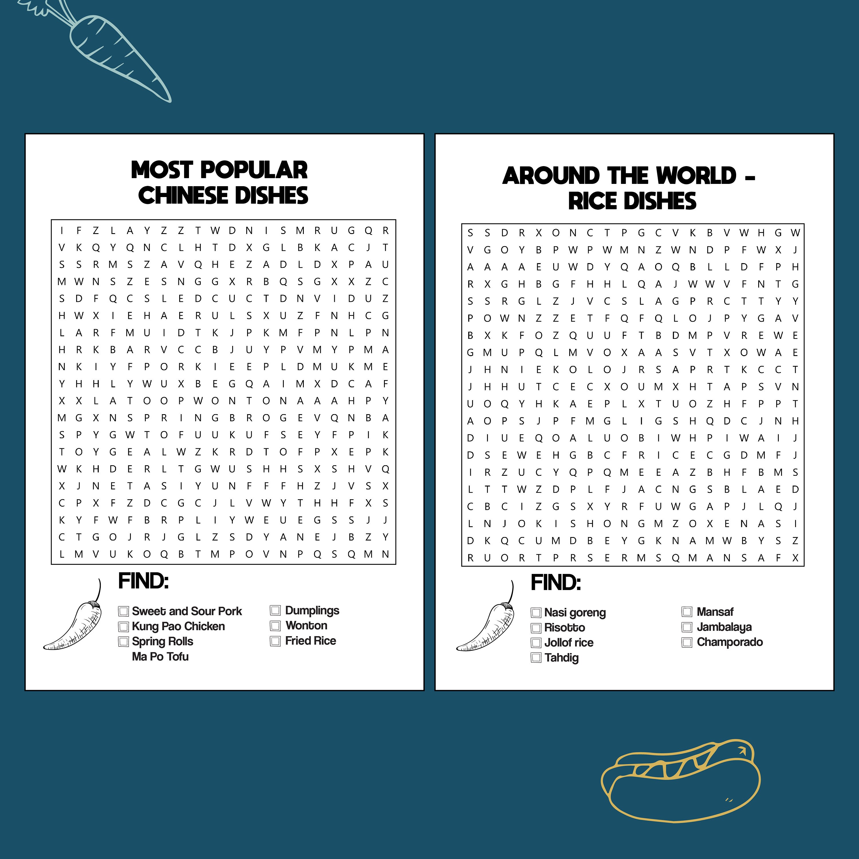 Cooking and Food Word Search & Coloring Books Digital - Etsy