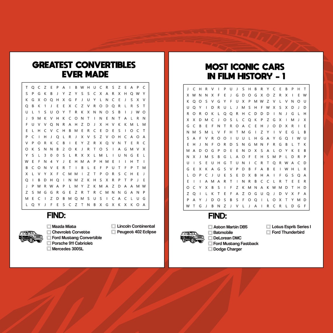 Car Word Search & Coloring Books Digital | Printables | Word Search ...