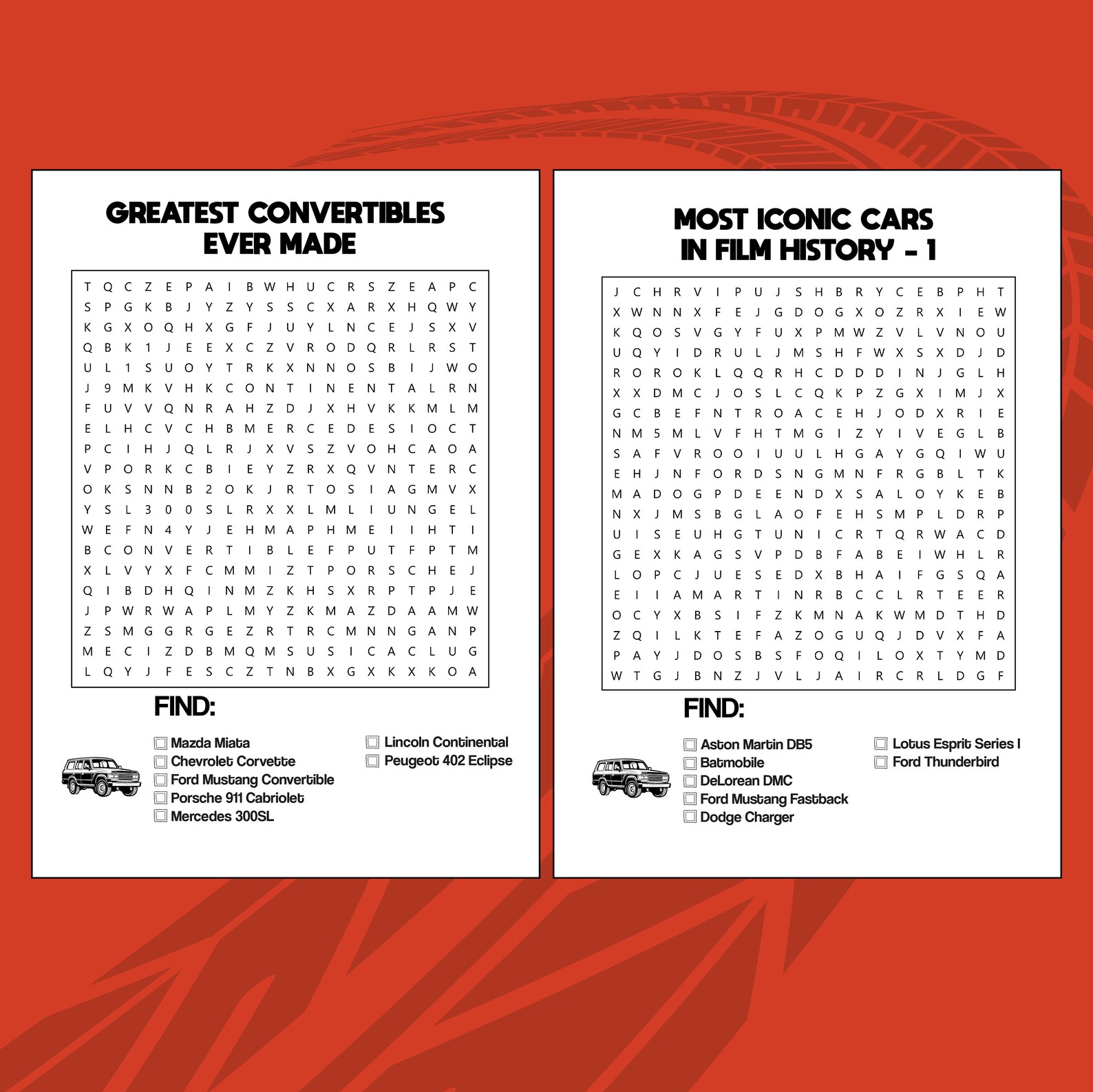 Car Word Search & Coloring Books Digital | Printables | Word Search ...
