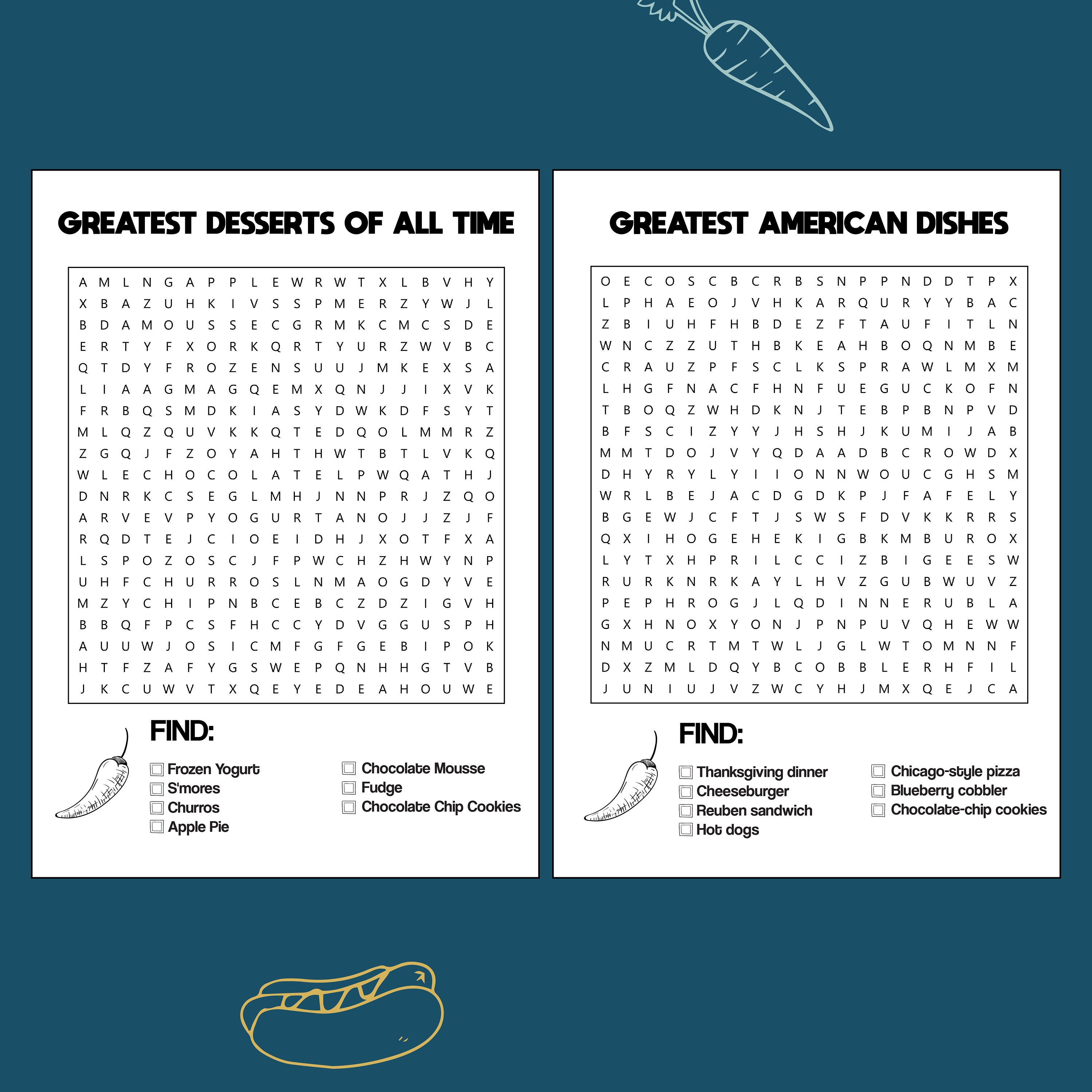 Cooking and Food Word Search & Coloring Books Digital | Printables ...