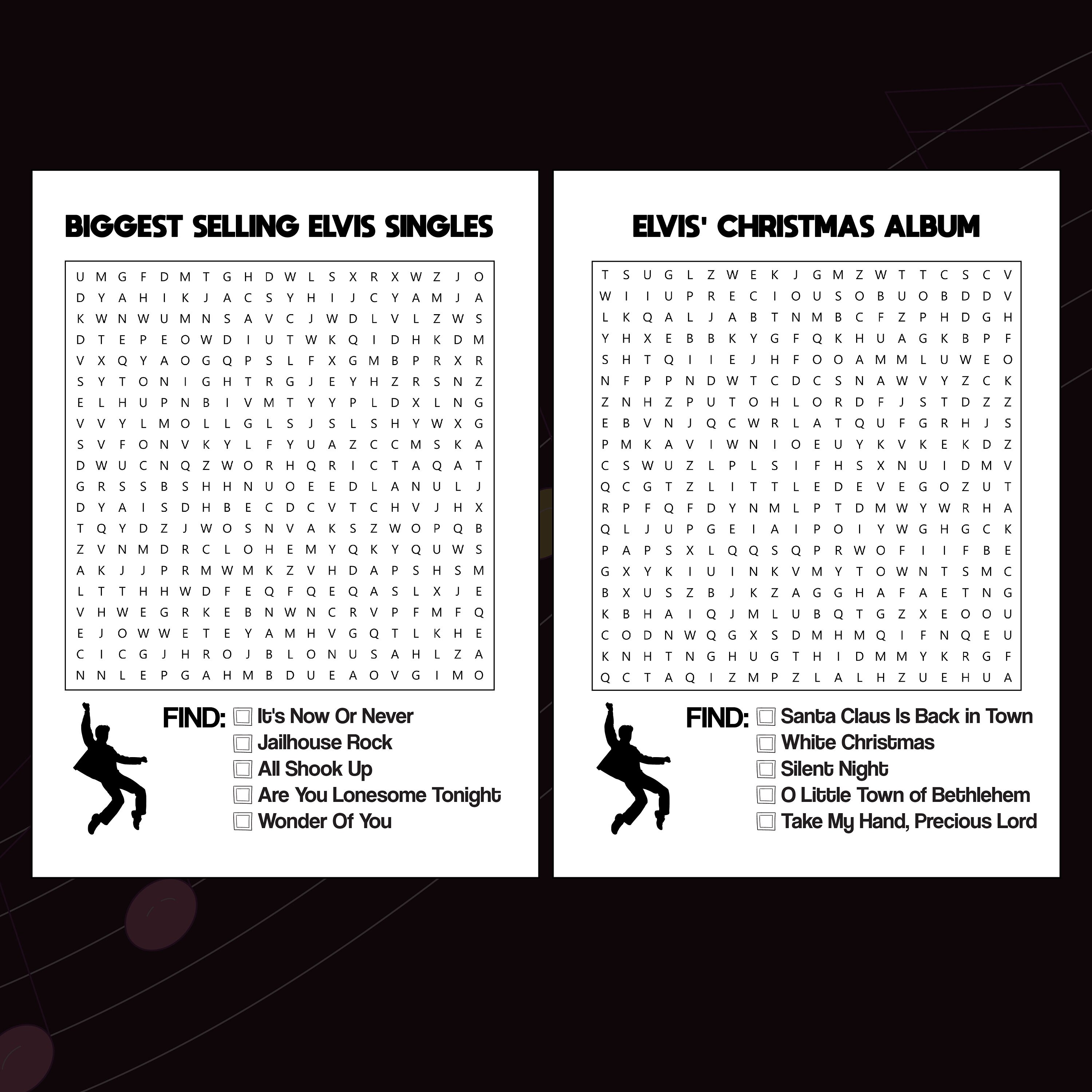 Elvis Presley Word Search & Coloring Books Digital | Printables | Word ...