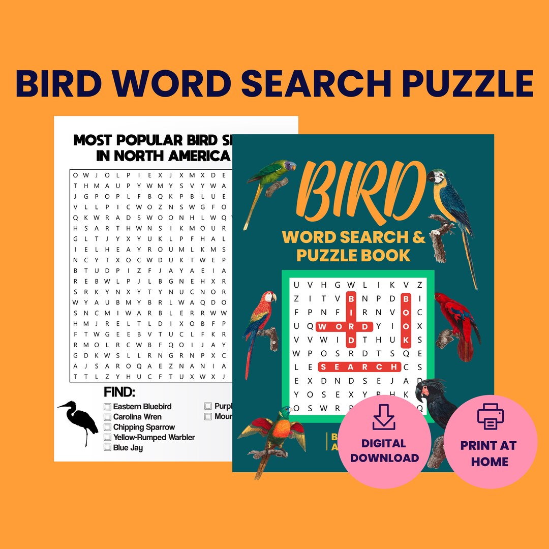Bird Word Search and Puzzle & Coloring Books Digital | Printables ...