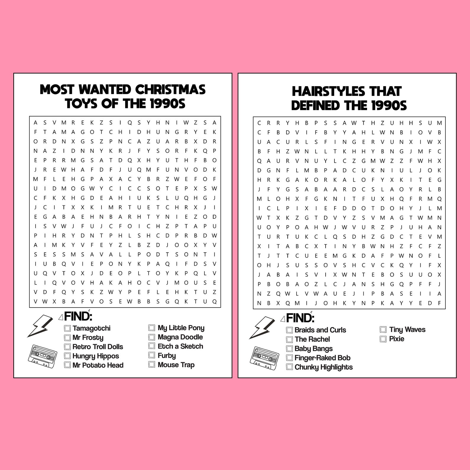 90s Word Search Book | Word Search Books Digital | 90s Print ...