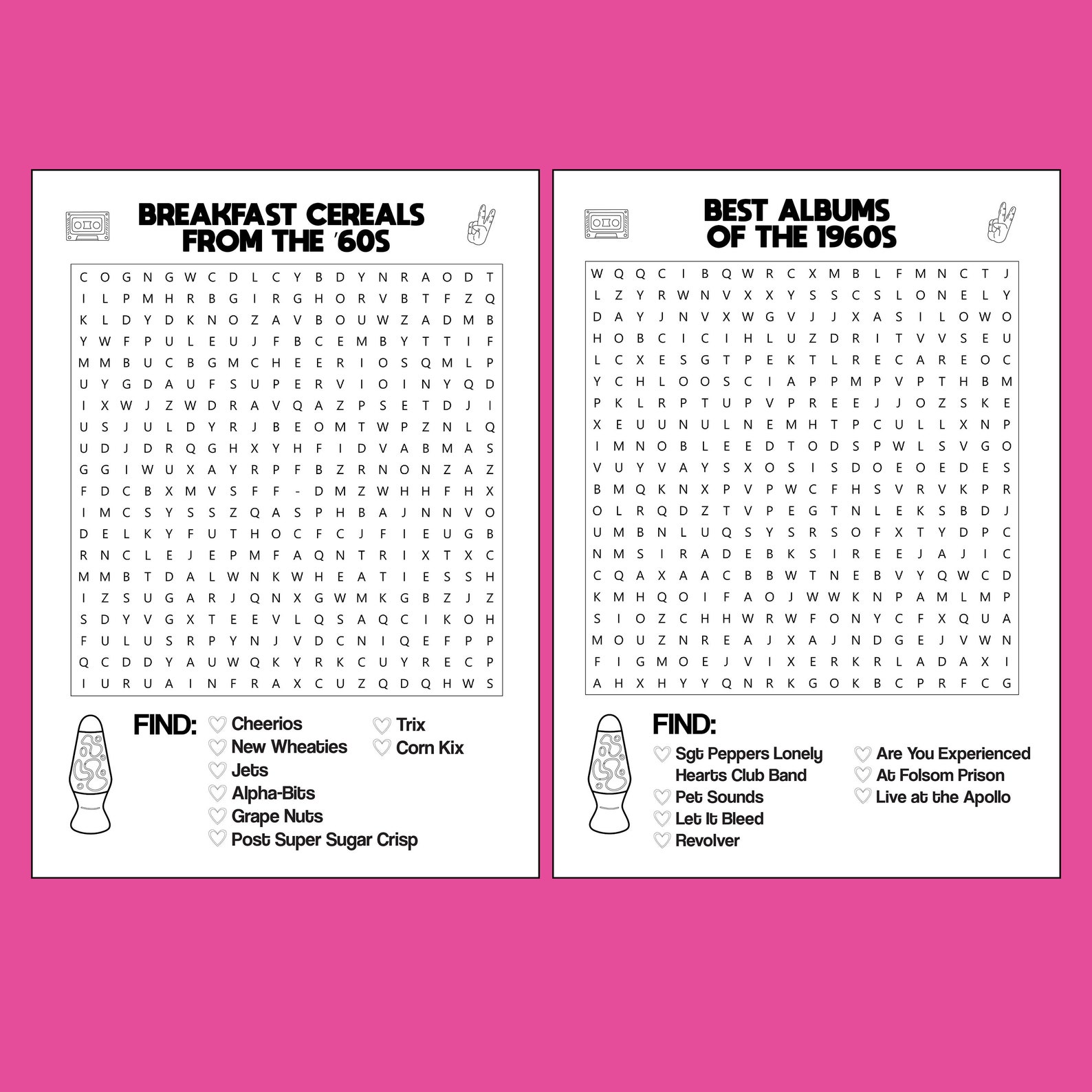 60s Word Search Book | Word Search Books Digital | 60s Print ...