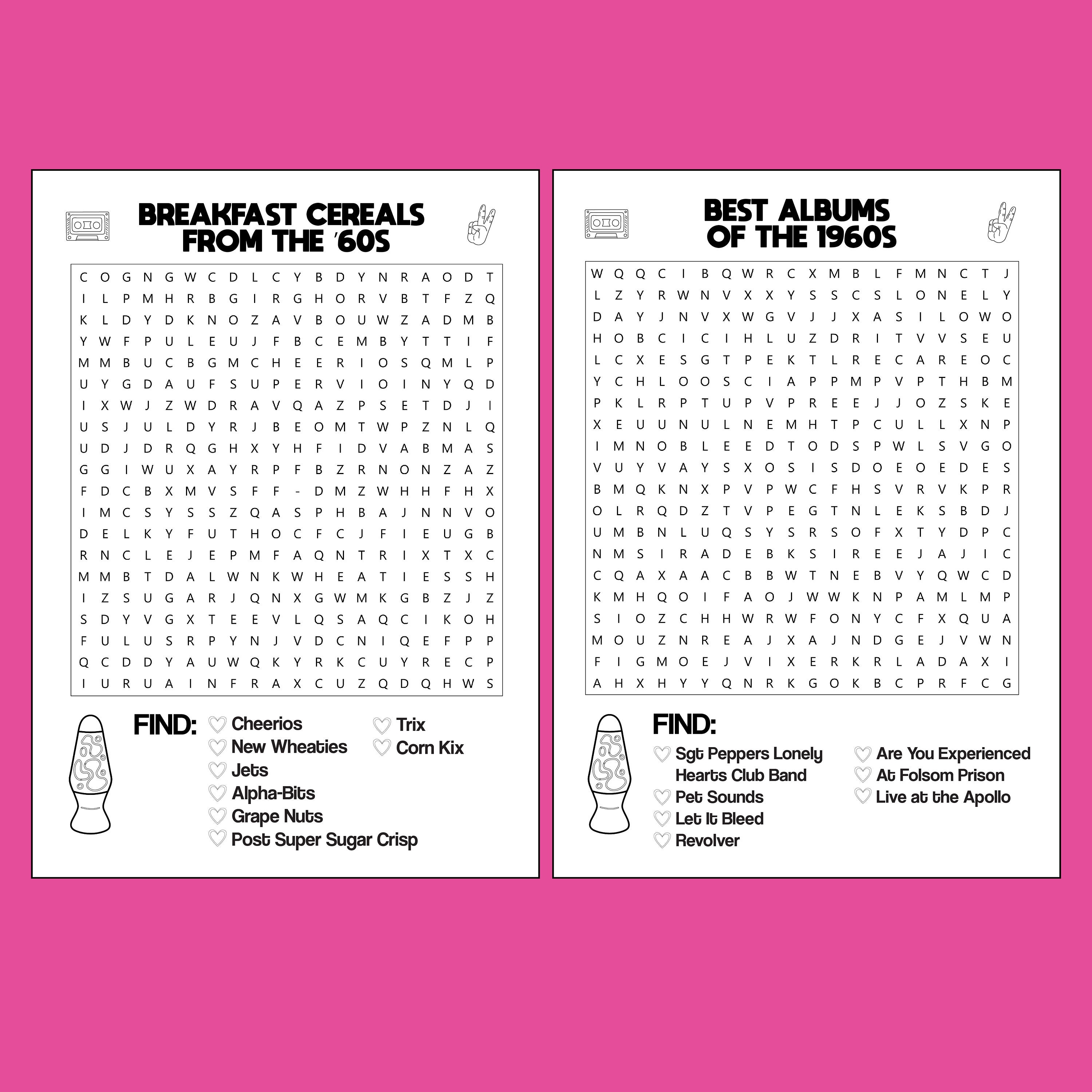 60s Word Search Book | Word Search Books Digital | 60s Print ...