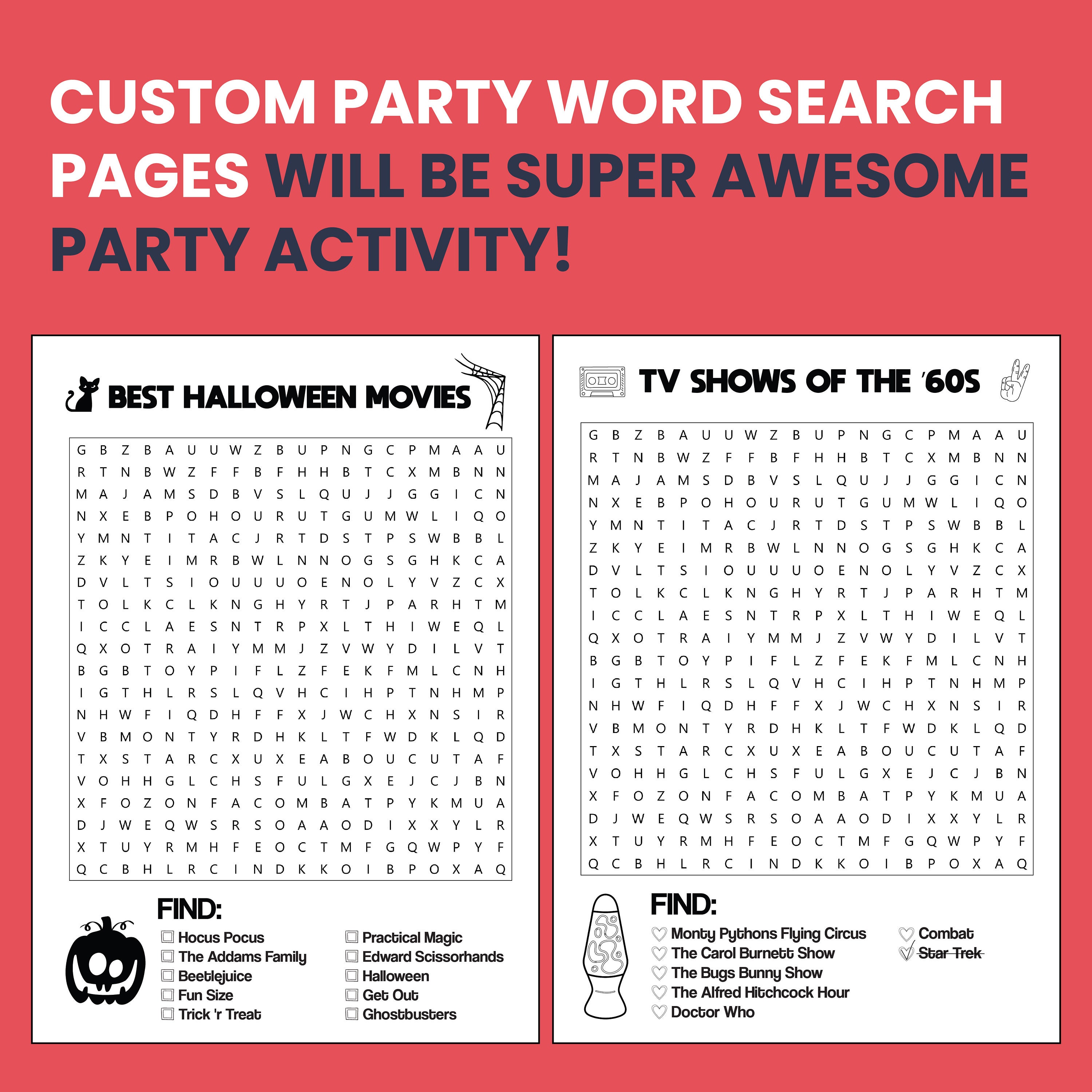 Custom, Printable Word Search Book Custom Word Art Word Search Digital ...