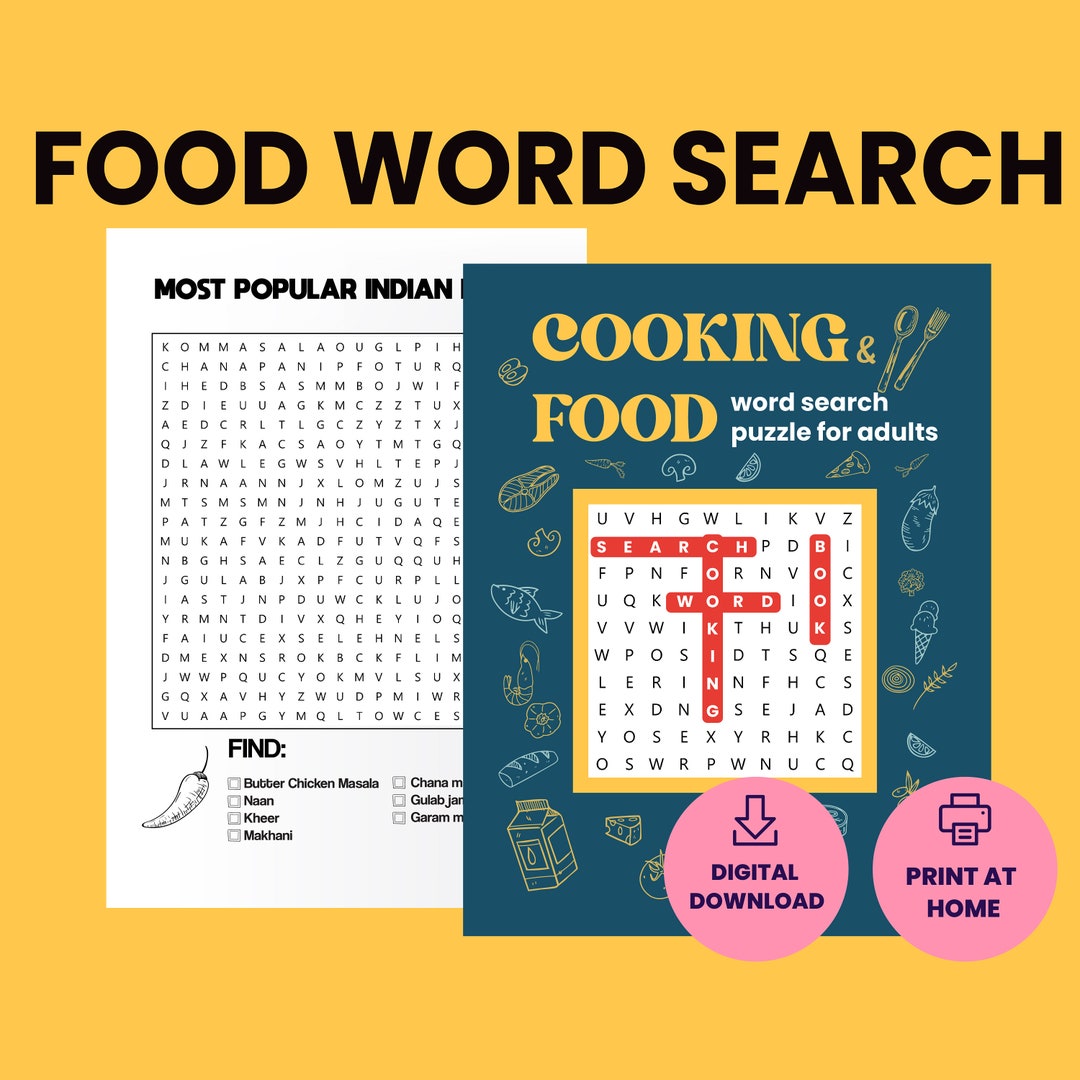Cooking and Food Word Search & Coloring Books Digital | Printables ...
