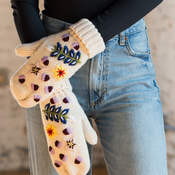 Embroidered Mittens - Etsy