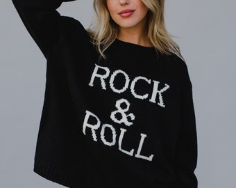 Tan and Black Rock & Roll Sweater Fall Sweater Women's Sweater Winter ...
