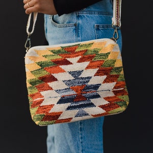 Tan & Multicolored Aztec Crossbody Crossbody Bag Removable Strap Aztec ...