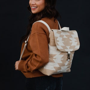 Tan & Cream Aztec Backpack | Aztec Inspired Backpack | Neutral Backpack ...