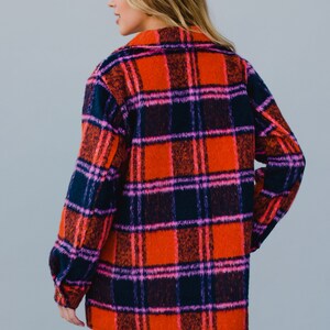 Red, Purple & Pink Plaid Jacket Women's Plaid Shacket Women's Statement ...