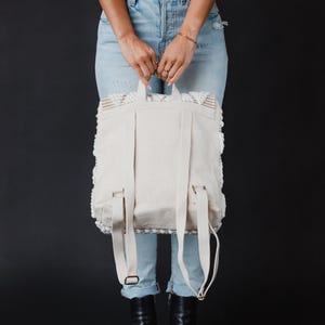 Cream Diamond Pattern Backpack | Textured Backpack | Neutral Backpack ...