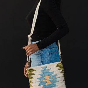 Cream, Blue & Green Aztec Crossbody Crossbody Bag Removable Strap Aztec ...