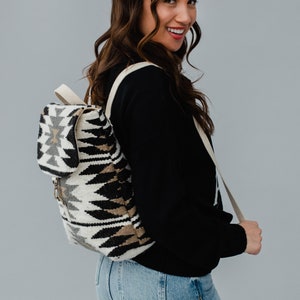 Cream & Black Aztec Backpack | Aztec Inspired Backpack | Neutral ...