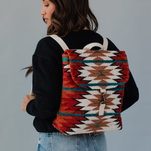Red, Orange & White Aztec Backpack Aztec Inspired Backpack Women's ...
