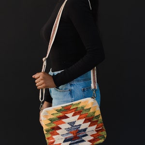 Tan & Multicolored Aztec Crossbody Crossbody Bag Removable Strap Aztec ...