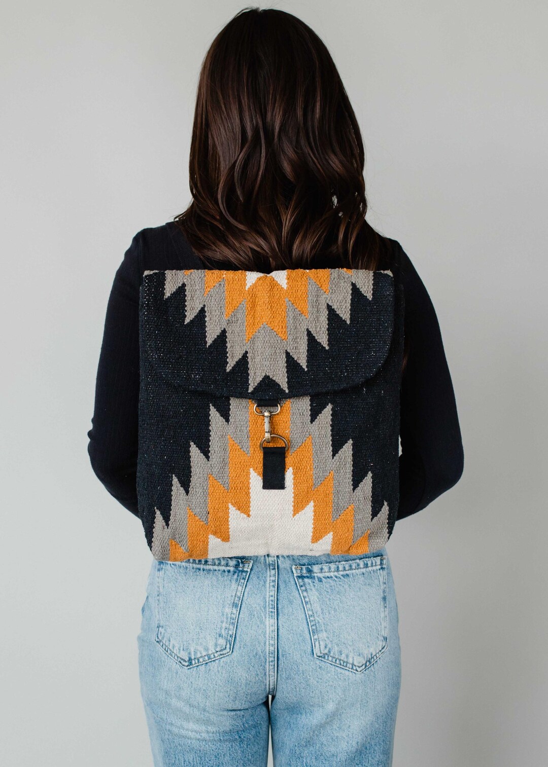 Black, Gray, Mustard & Cream Aztec Backpack | Aztec Inspired Backpack ...