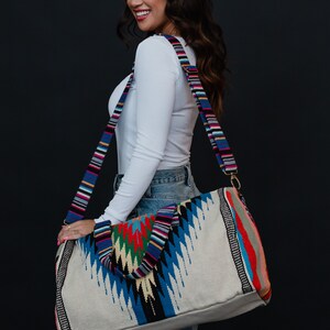 Beige & Multicolored Aztec Duffel Spring Duffel Bag Aztec Inspired ...