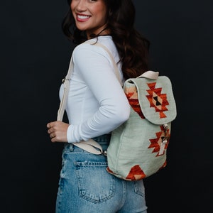 Mint & Multicolored Aztec Backpack Aztec Inspired Backpack Summer ...