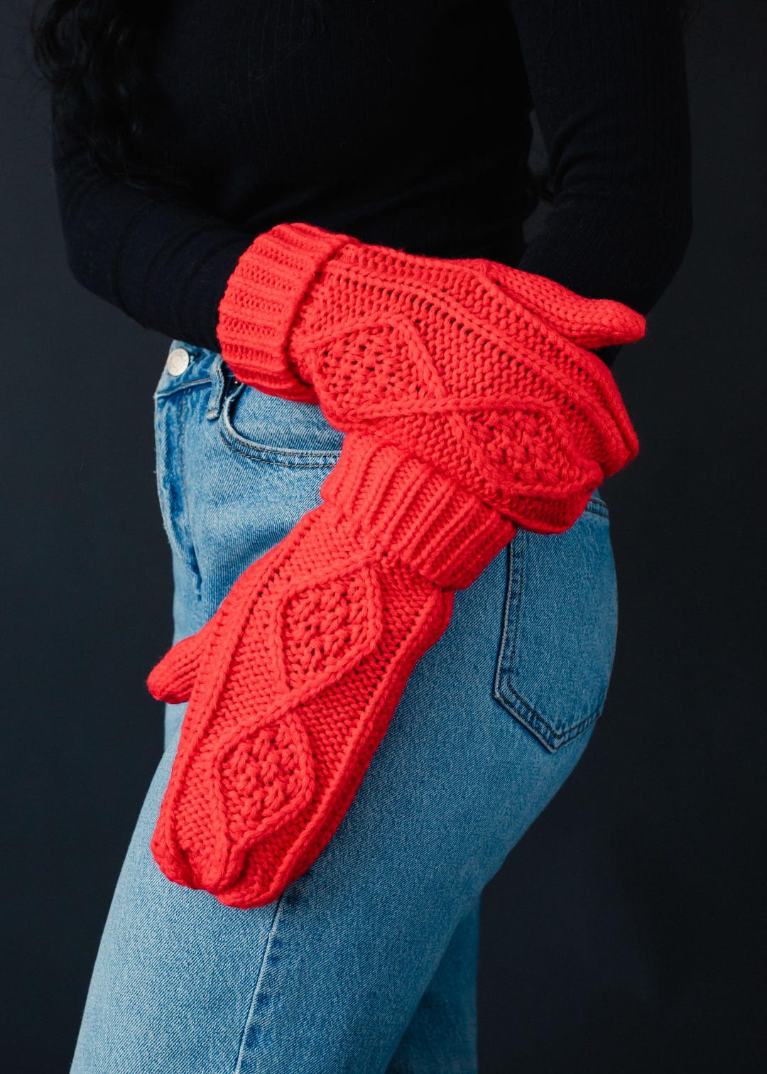 Watermelon Cable Knit Mittens Women's Mittens Fleece Lined Mittens ...