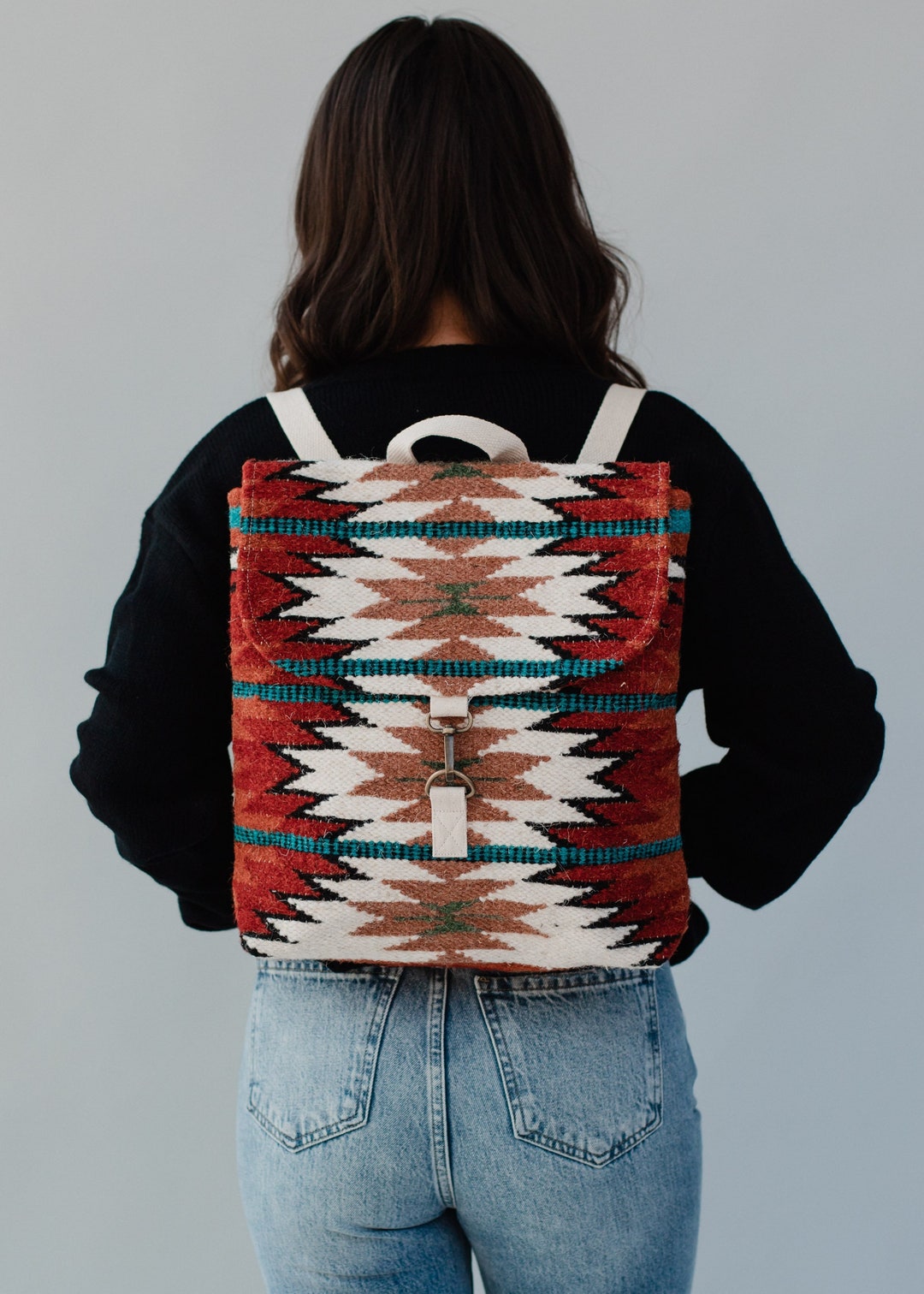 Red, Orange & White Aztec Backpack Aztec Inspired Backpack Women's ...