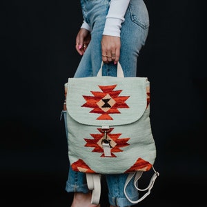Mint & Multicolored Aztec Backpack Aztec Inspired Backpack Summer ...