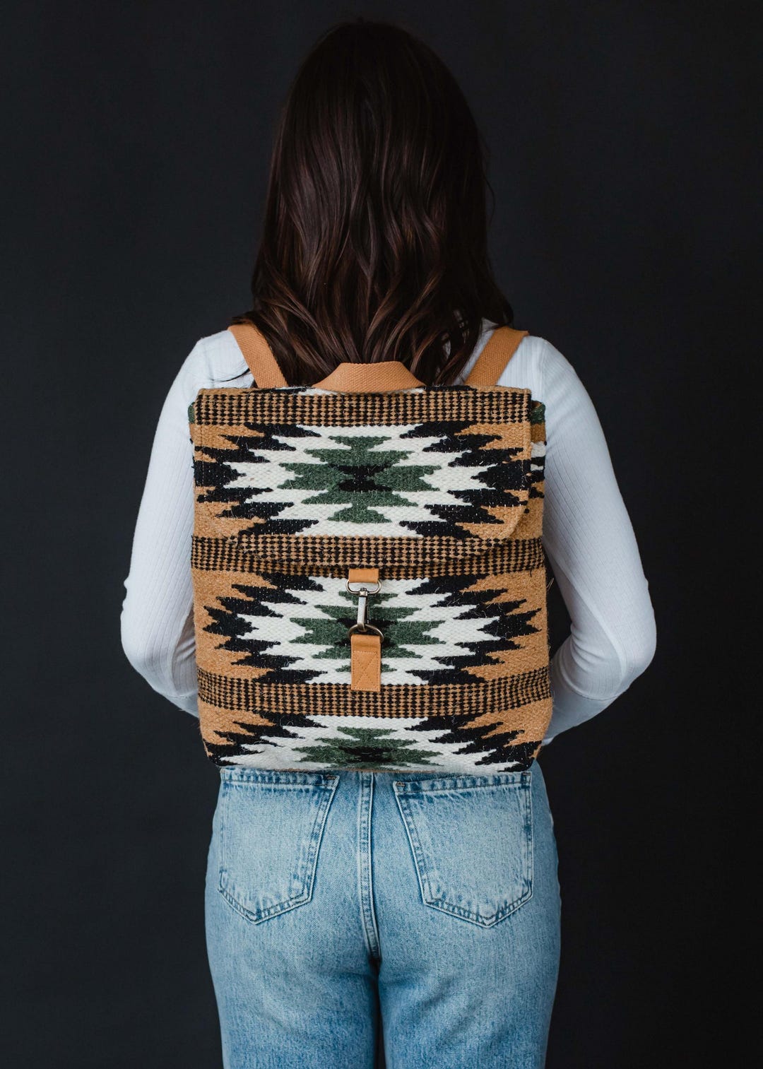 Brown, Black & Green Aztec Backpack | Aztec Inspired Backpack ...