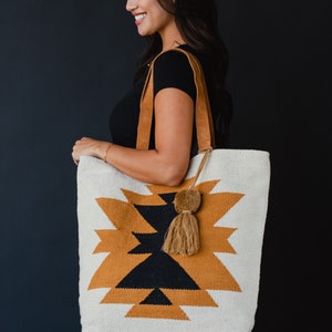 Cream, Camel & Black Aztec Tote Aztec Inspired Tote Bag Travel Bag ...