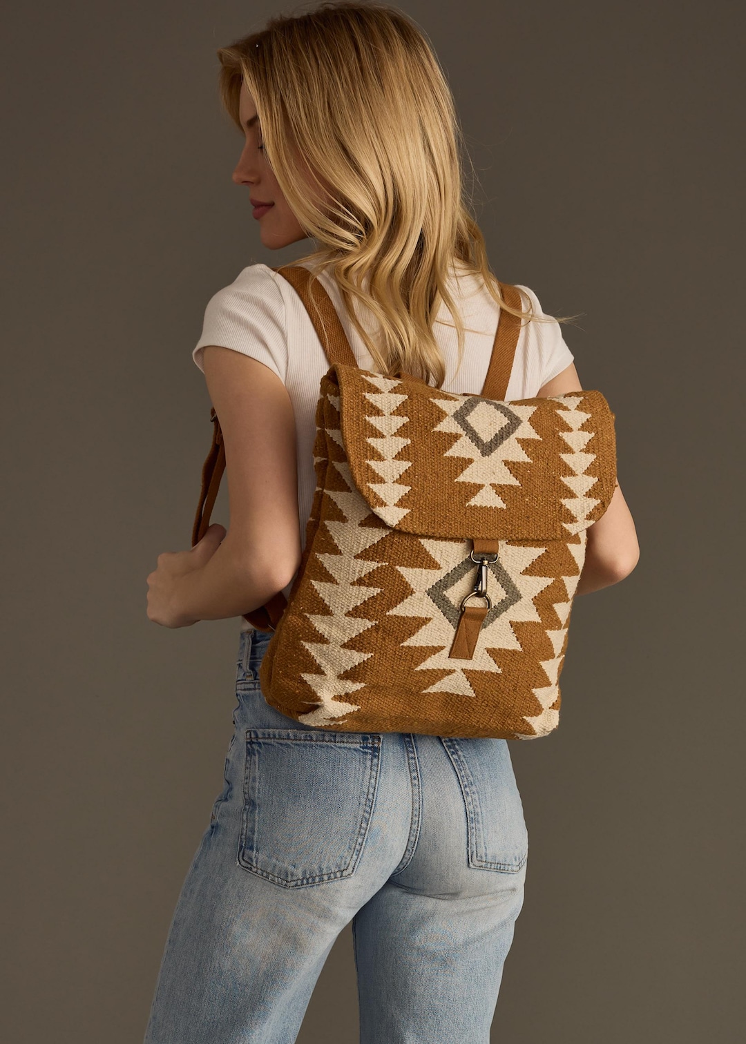 Camel, Cream & Gray Western Backpack | Western-inspired Backpack ...