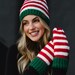 Red, White & Green Striped Mittens Fleece Lined Mittens Striped Mittens ...