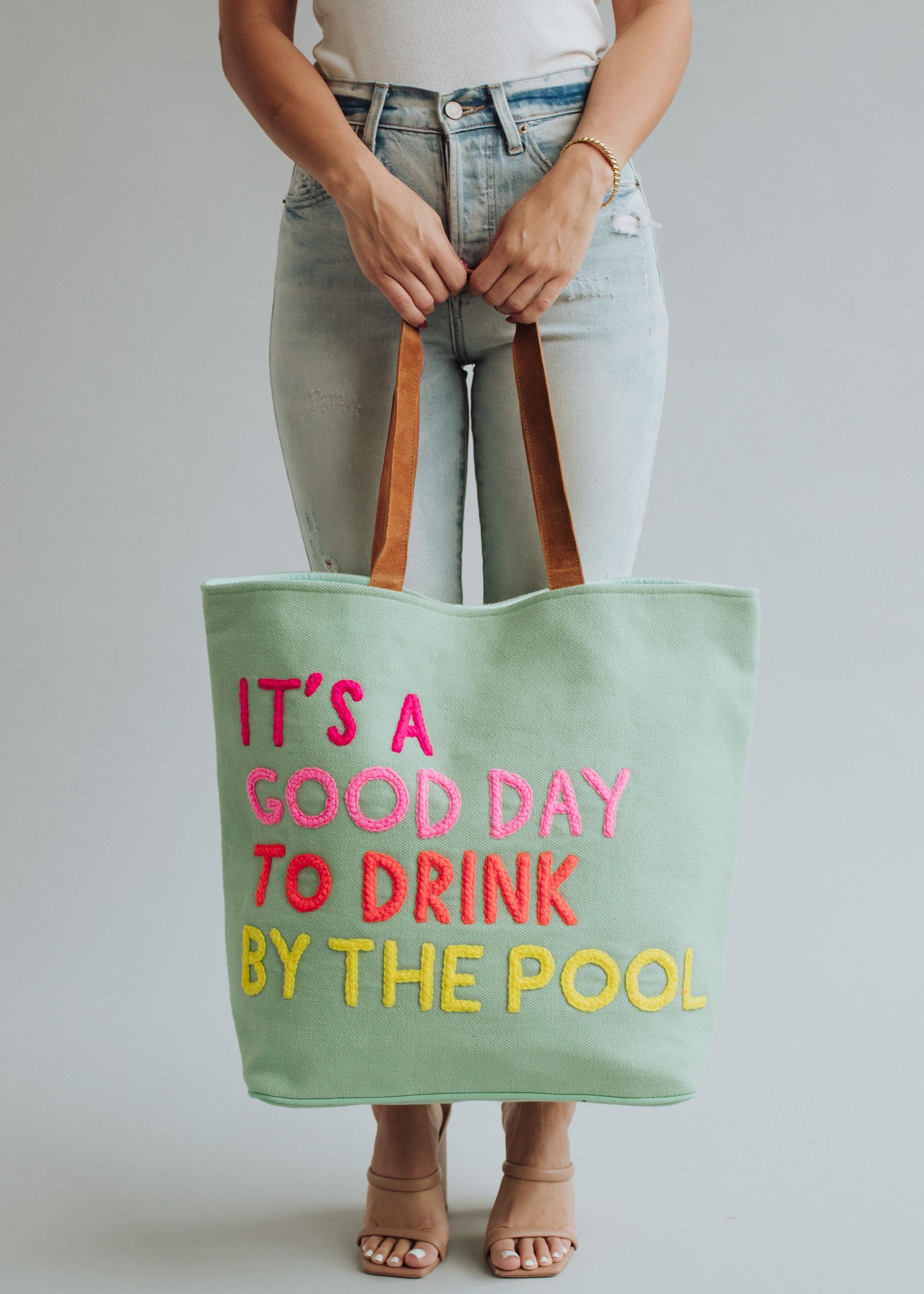 Mint Drink by the Pool Tote | Vacation Tote Bag - Etsy