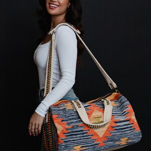 Blue & Multicolored Aztec Duffel Aztec Inspired Duffel Bag Travel Bag ...