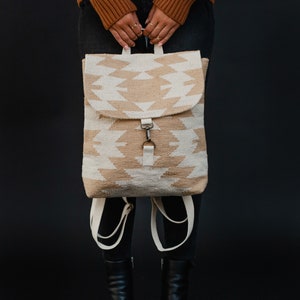 Tan & Cream Aztec Backpack | Aztec Inspired Backpack | Neutral Backpack ...