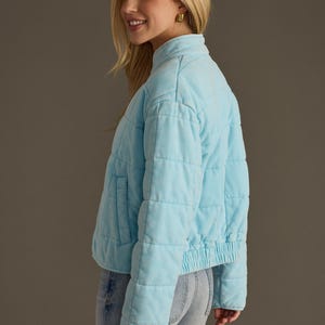 Light Blue Washed Quilted Jacket | Spring Jacket | Layering Piece ...
