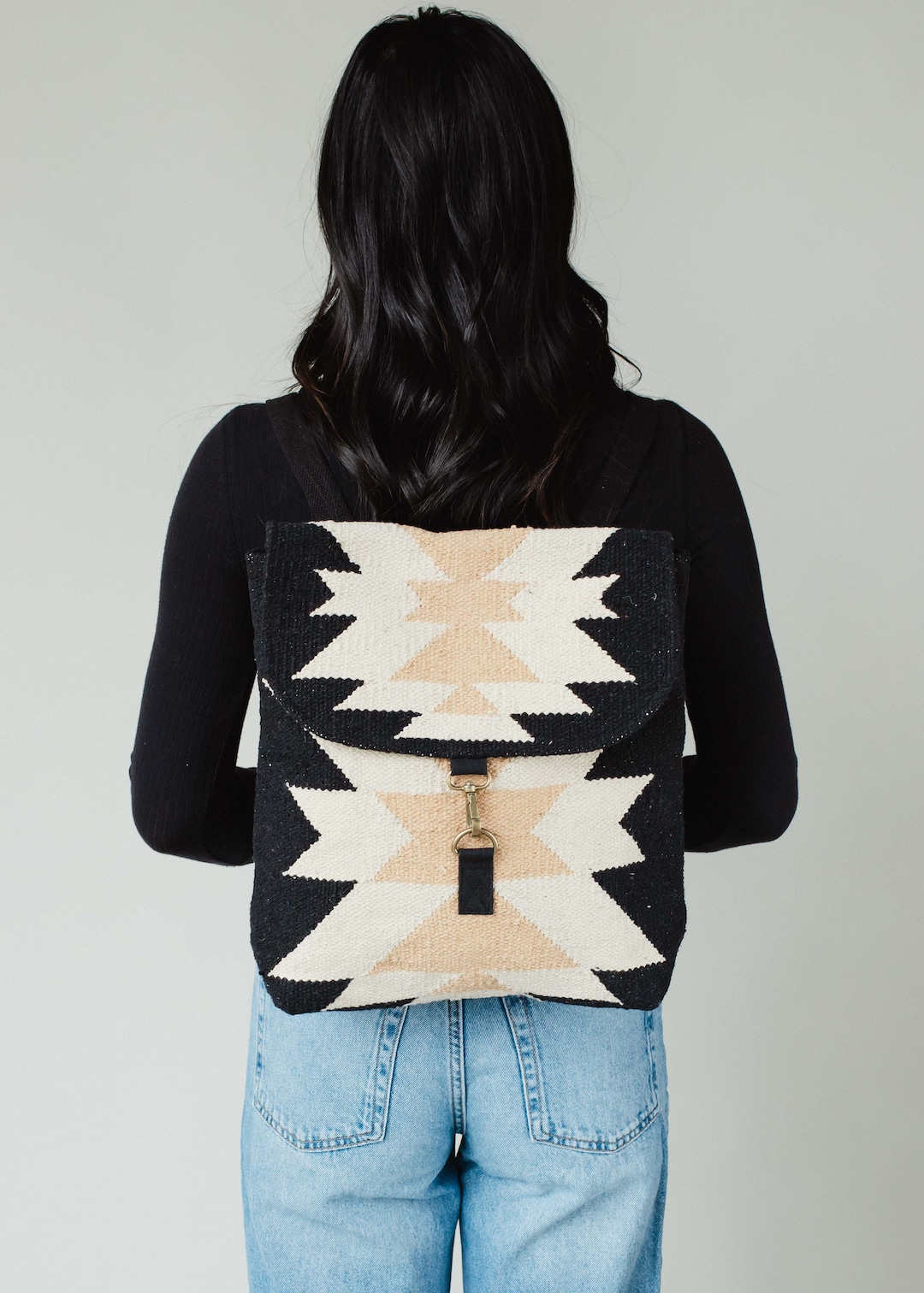 Black, Cream & Tan Western Backpack | Aztec Inspired Backpack | Neutral ...