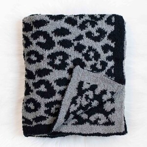 Dark Grey Leopard Blanket Leopard Print Blanket Animal - Etsy