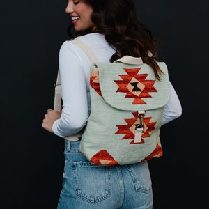 Mint & Multicolored Aztec Backpack Aztec Inspired Backpack Summer ...