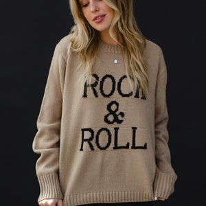 Tan and Black Rock & Roll Sweater Fall Sweater Women's Sweater Winter ...