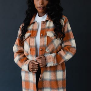Rust, Gray & Tan Plaid Jacket | Plaid Jacket | Plaid Shacket | Fall ...