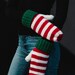 Red, White & Green Striped Mittens Fleece Lined Mittens Striped Mittens ...