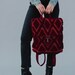 Burgundy Diamond Pattern Backpack Textured Backpack Women's Backpack ...
