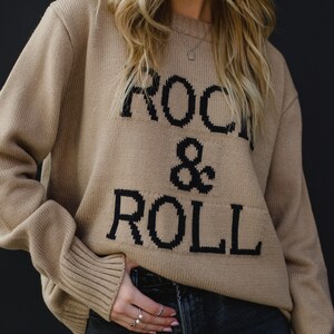 Tan and Black Rock & Roll Sweater Fall Sweater Women's Sweater Winter ...
