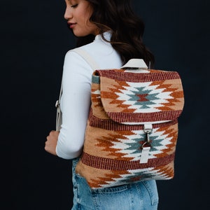 Brown, Rust & Teal Aztec Backpack | Aztec Inspired Backpack | Women's ...