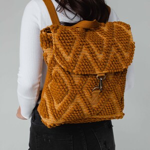 Mustard Diamond Pattern Backpack | Textured Backpack | Statement ...